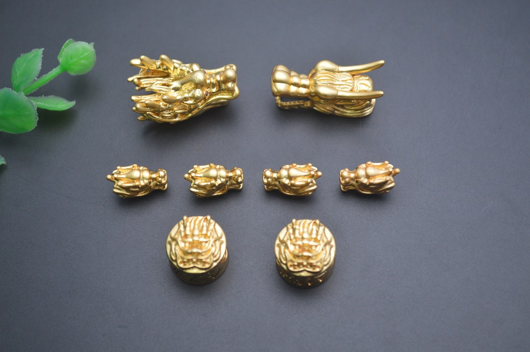 10pc 18k Gold Color Chinese Lucky Dragon Loong Head Metal Beads DIY ...