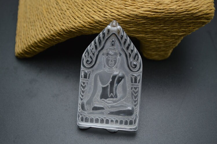Natural Crystal Quartz Carved Buddha Square Shape Pendants | Etsy