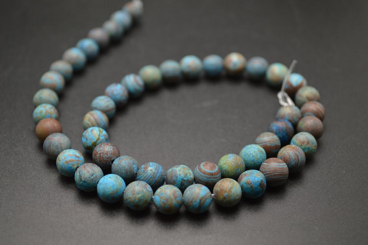 Matte Banded Blue Ocean Agate Stone Round Loose Beads 6mm 8mm - Etsy