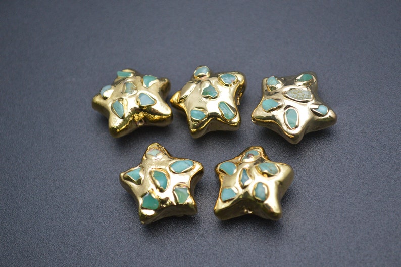 New Design 25mm Big Star Shape Gold Plating Green Australia Jade ...