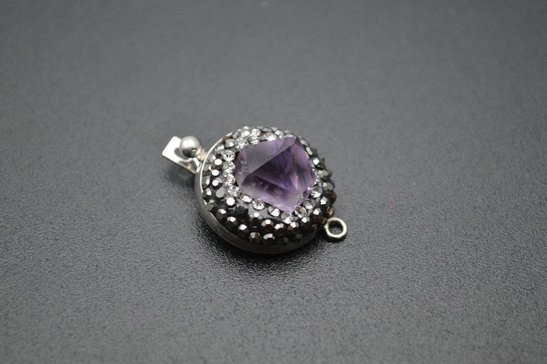 Pyramid Shape Natural Amethyst / Crystal Two Loops Jewelry | Etsy