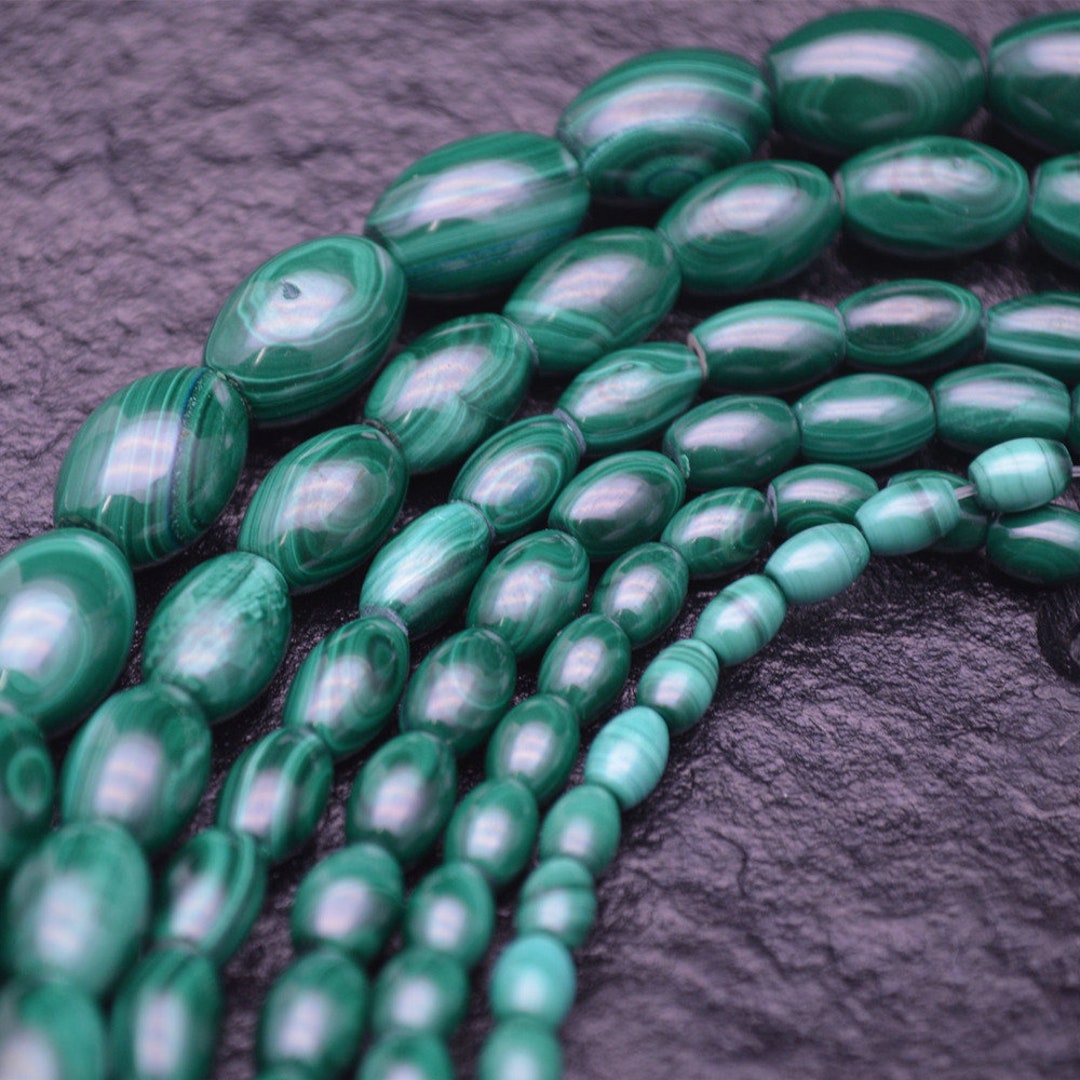 Grade A Natural Malachite Rice Shape Barrel Gemstone Loose Beads - Etsy