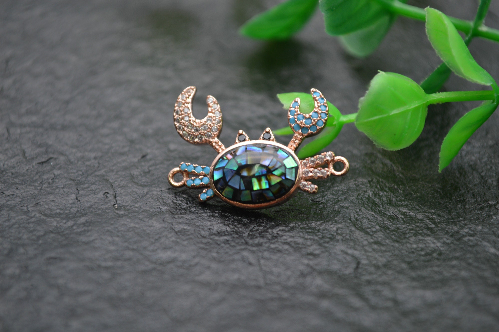 CZ Paved Abalone Shell Cute Crab Shape Animal Bracelet Charms Jewelry ...
