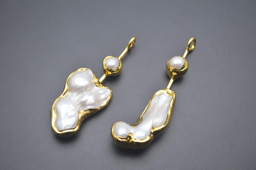 1pc Irregular Baroque Natural Pearl Gold Plated Necklace Pendant - Etsy