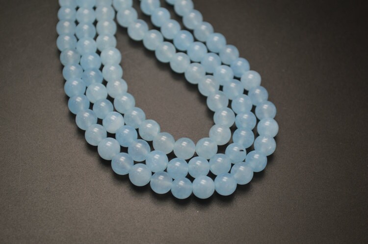 1 Strand Sky Blue Color Quartz Jade Stone Round Loose Beads - Etsy
