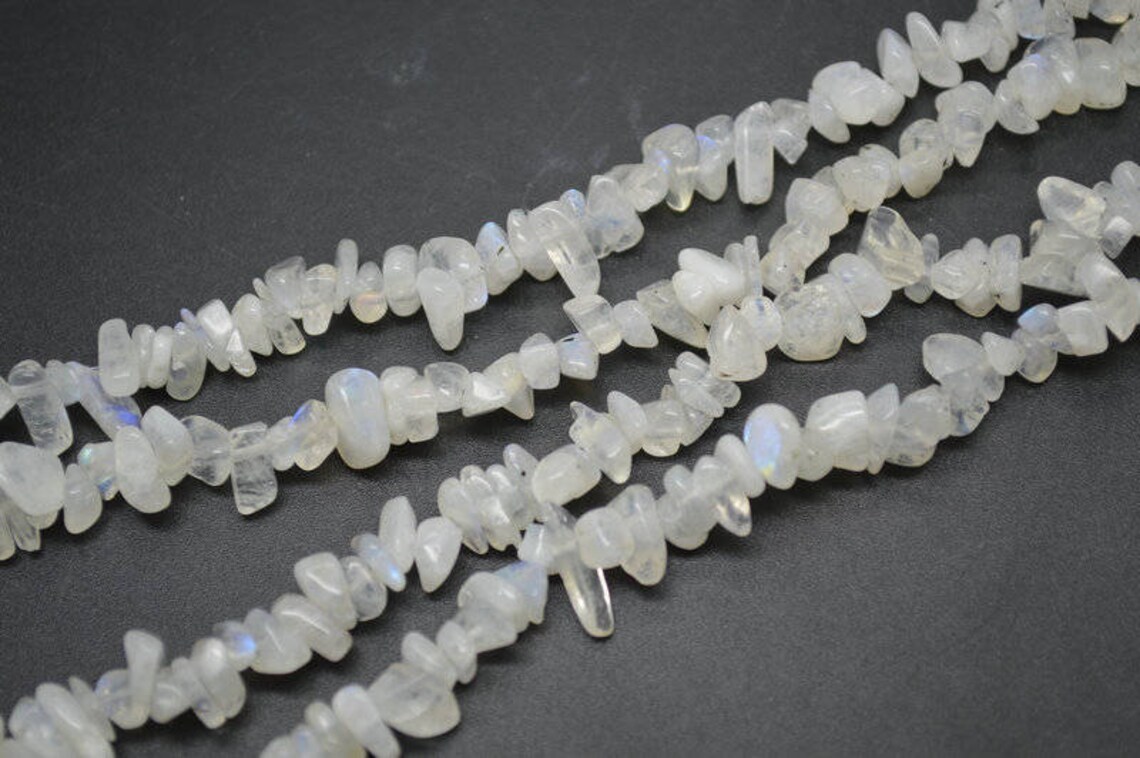 1 Strand 32" Length Natural Rainbow Moonstone Chips Loose Beads High ...