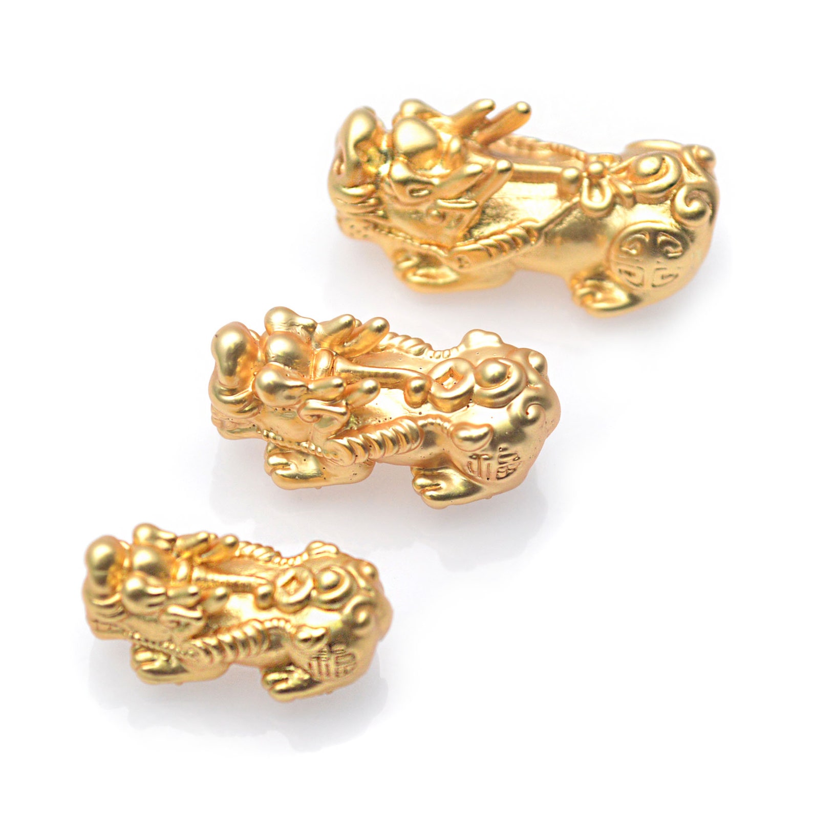 High Quality Gold Plating Lucky Money 3D Metal Pixiu Bead Charms Fit ...