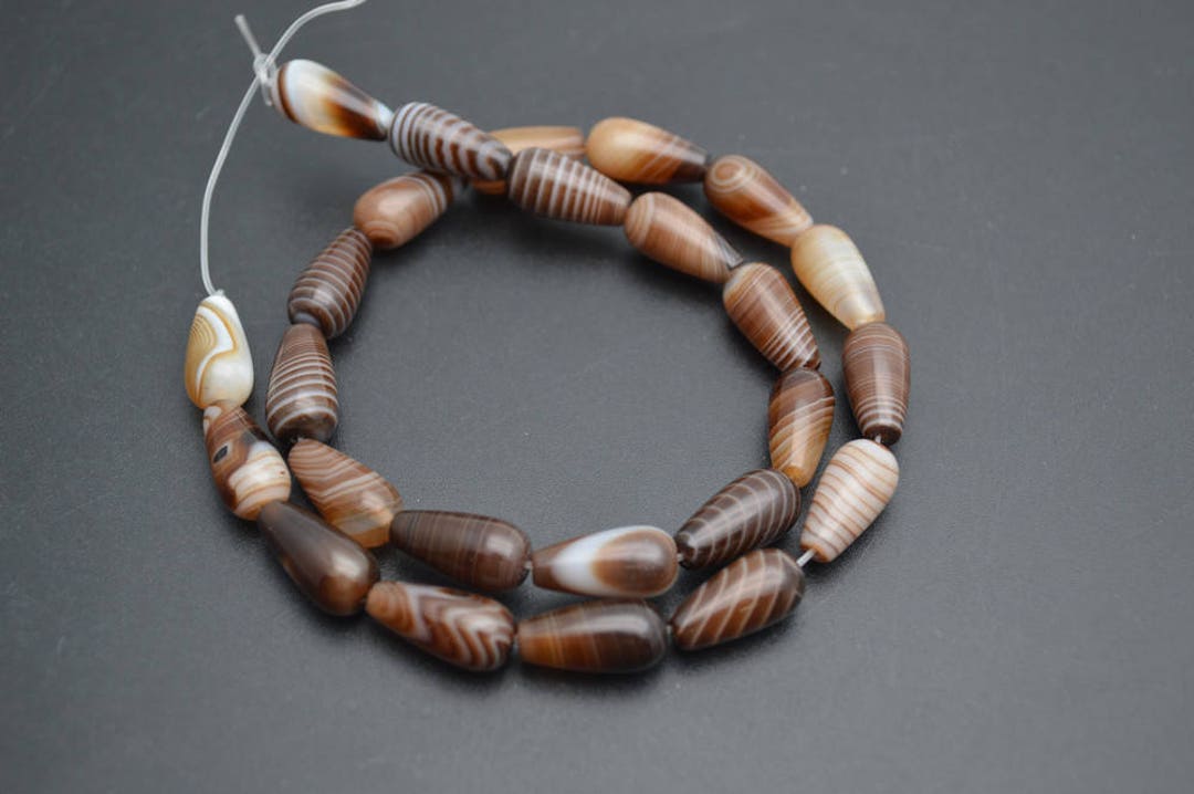 8x18mm Banded Coffee Agate Water Drop Stone Loose Beads DIY Jewelry ...