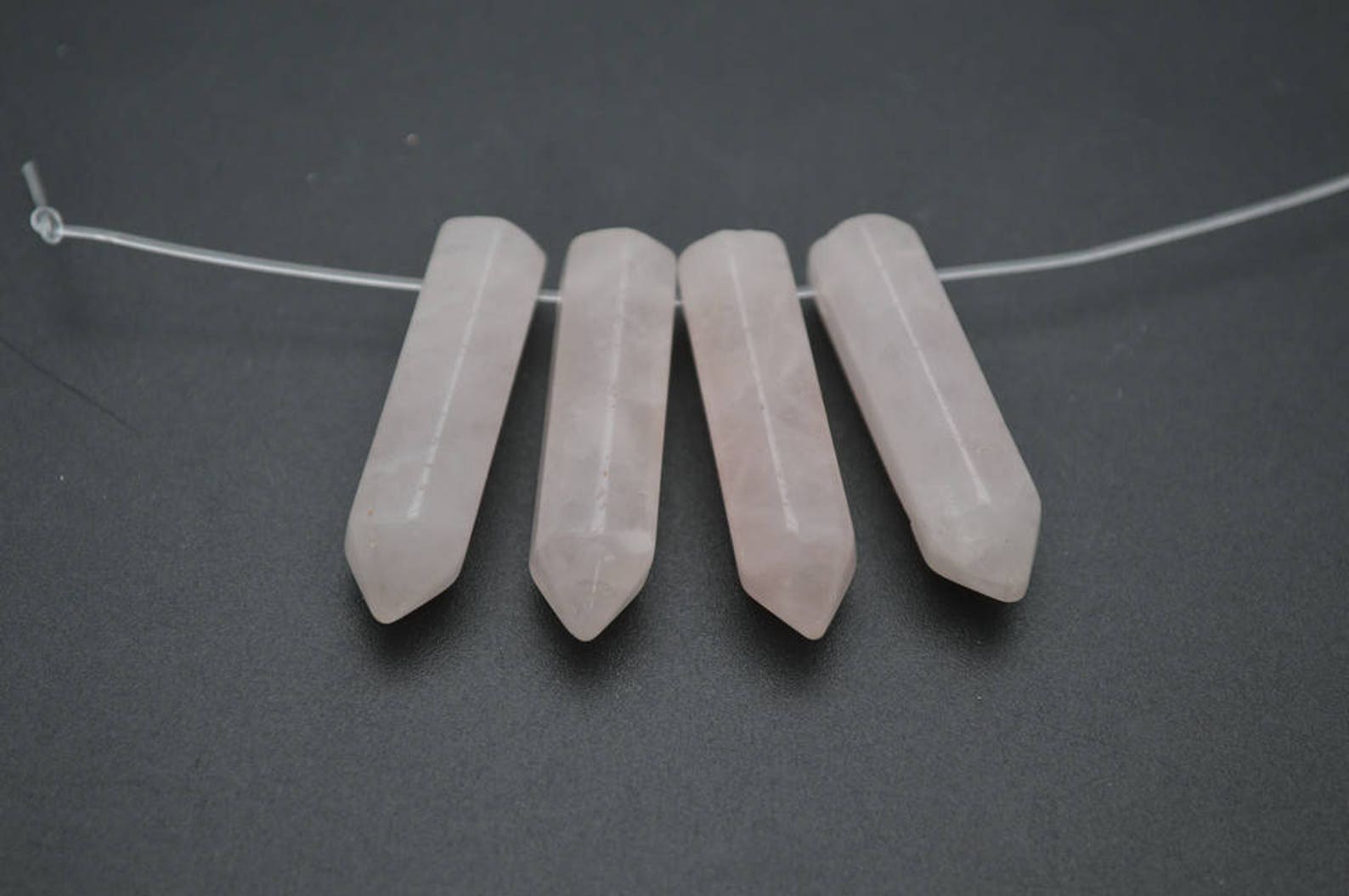 4pc Natural Rose Quartz Pillar 8x32mm Stone Cylinder Point | Etsy