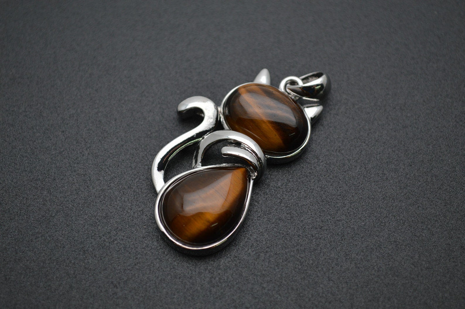 1pc Natural Stone Cabochons Cute Cat Animal Pendant Fit Necklace ...