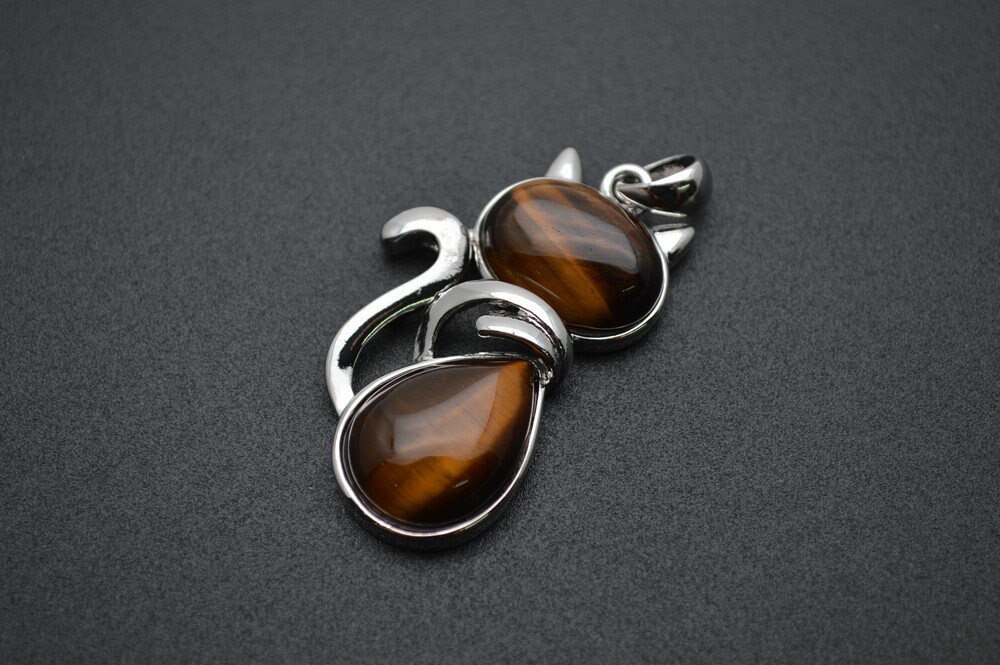 1pc Natural Stone Cabochons Cute Cat Animal Pendant Fit Necklace ...