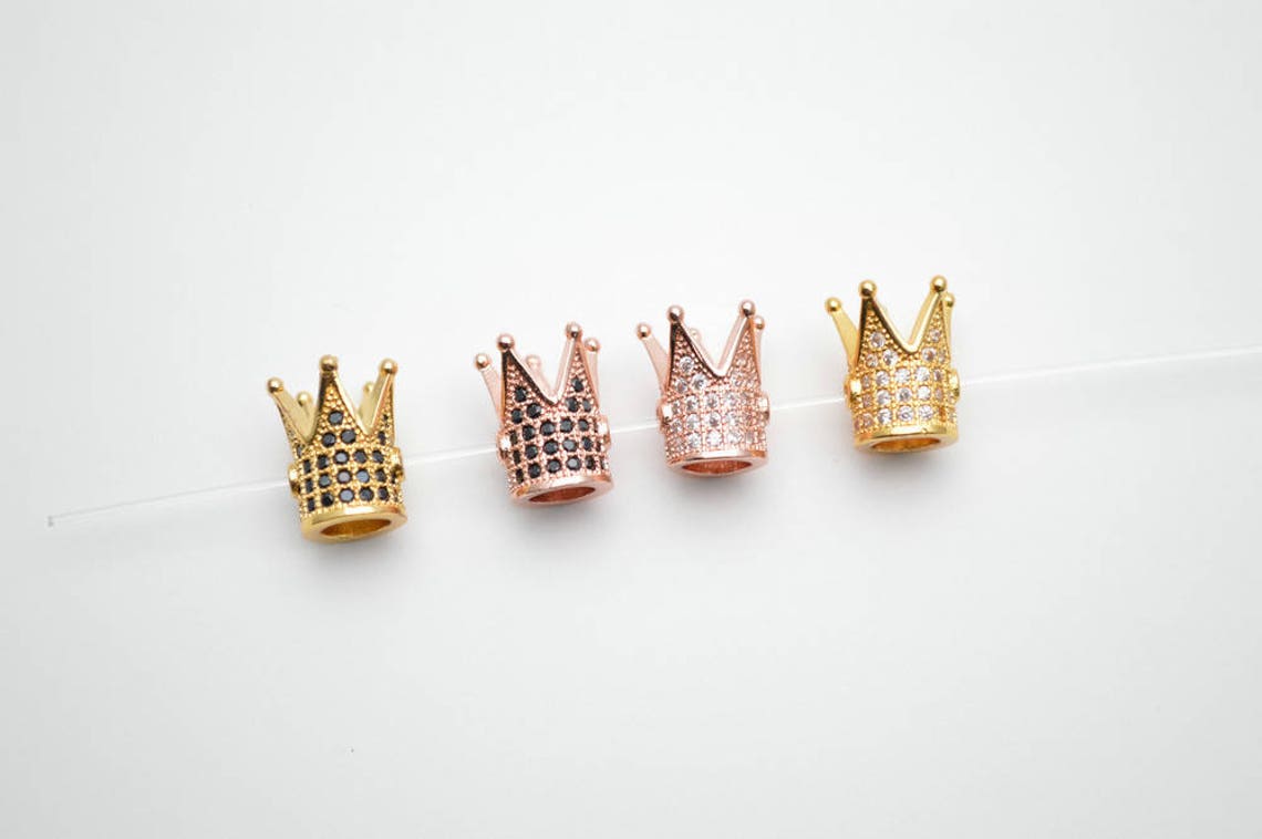 10pc 8x12mm Multi Color CZ Crown Shape Metal Loose Beads Jewelry ...