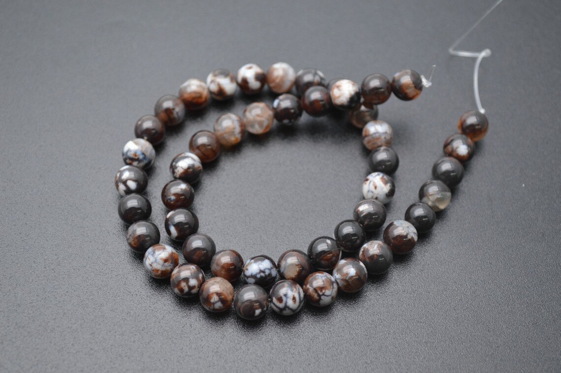 8mm Smooth Fire Agate Stone Round Beads Beautiful Veins DIY Jewelry ...
