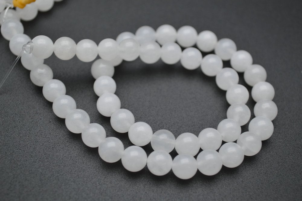 6mm 8mm Smooth Natural White Marble Jade Stone Round Loose Beads - Etsy