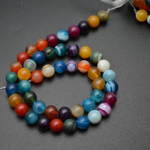 Beautiful Mix Color Agate Stone Round Loose Beads 6mm 8mm 10mm Jewelry ...
