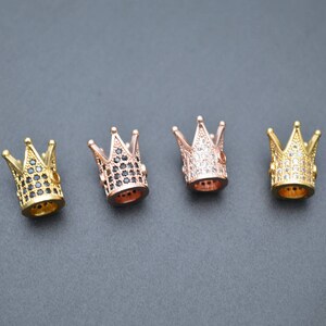 10pc 8x12mm Multi Color CZ Crown Shape Metal Loose Beads Jewelry ...
