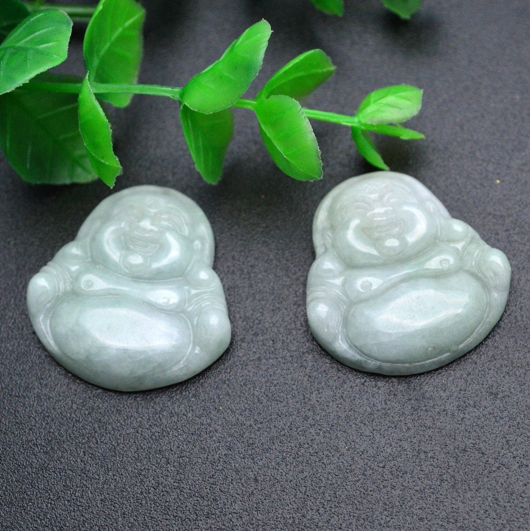 Natural Burmese Burma Jade Carved Laughing Buddha Gemstone Necklace ...