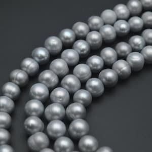 910mm Silver Grey Color Pearl Potato Round Beads DIY Jewelry Making ...