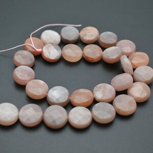 Faceted Natural Sunstone Flat Round Coin Shape Peach Moonstone Stone ...
