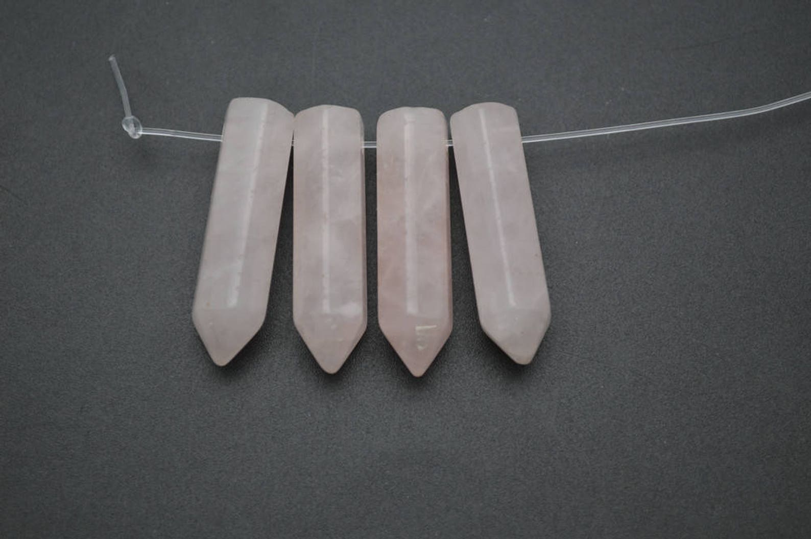 4pc Natural Rose Quartz Pillar 8x32mm Stone Cylinder Point | Etsy