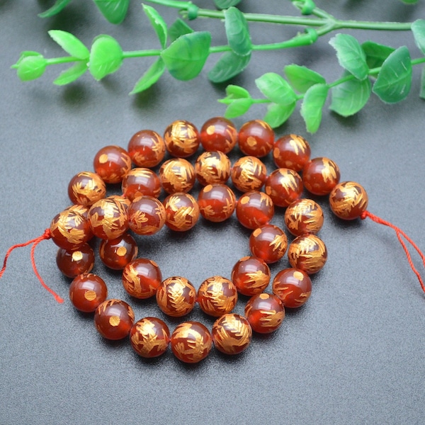 Chinese Carved Red Agate Beads - Etsy