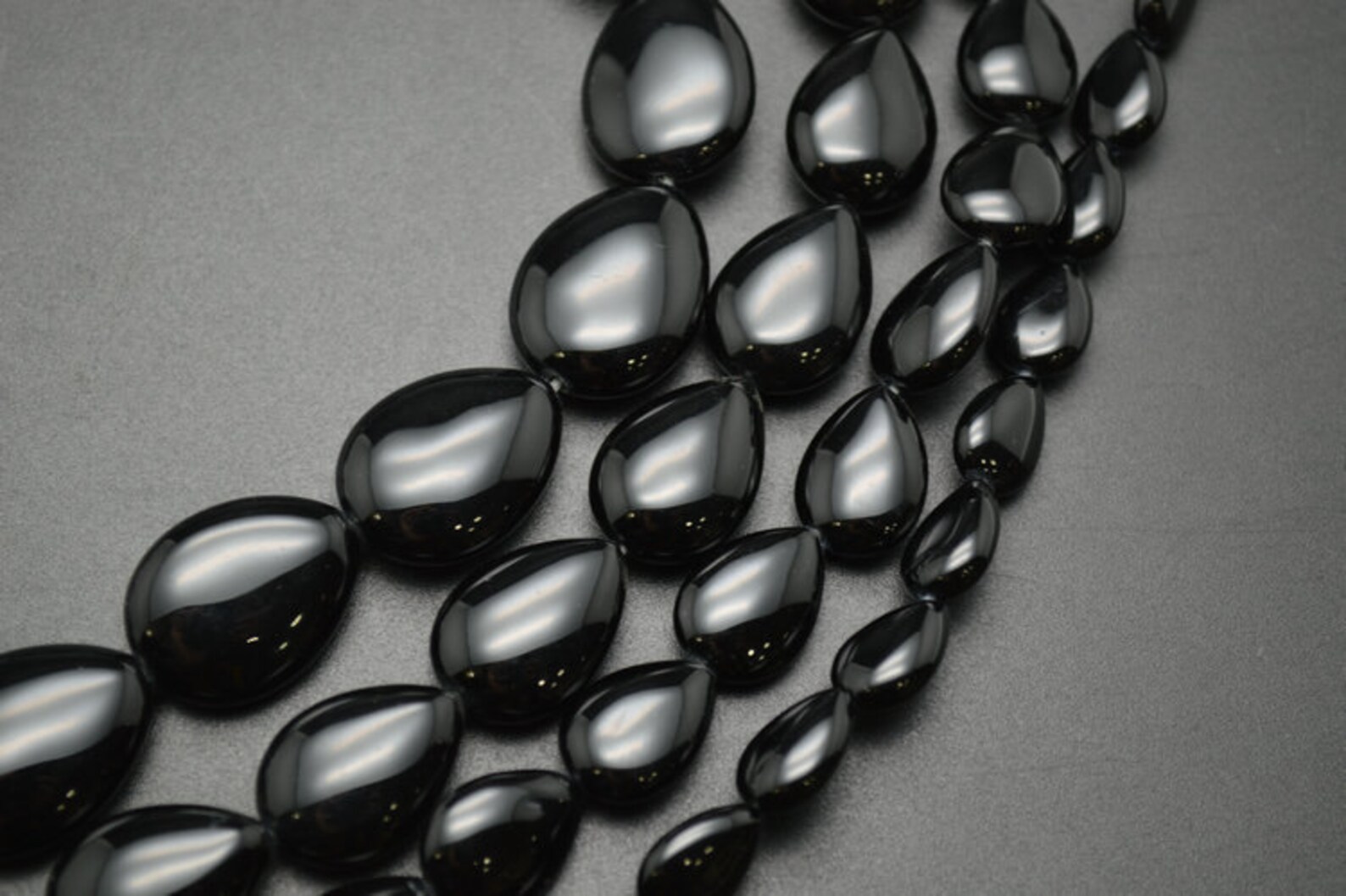 1strand Grade A Black Onyx Agate Flat Drop Pear Shape Stone - Etsy