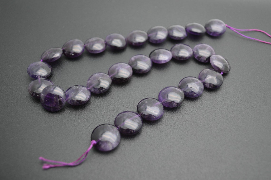 16mm Smooth High Quality Natural Amethyst Stone Coin Flat Round Loose ...