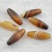 5pc 10x30mm Matte Banded Coffee Agate Long Barrel Tube Tibetan DZI ...