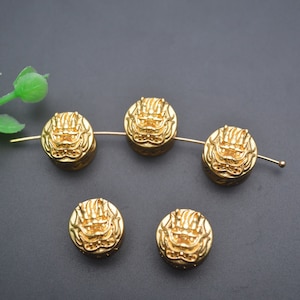 10pc 18k Gold Color Chinese Lucky Dragon Loong Head Metal Beads DIY ...