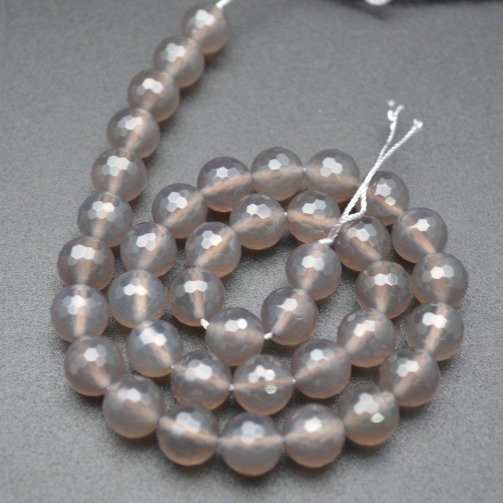 Faceted Natural Gray Agate Stone Round Loose Beads 4mm 6mm 8mm - Etsy