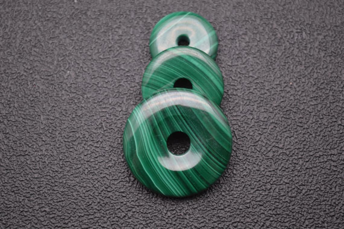 Grade A Natural Malachite Gemstone Round Donut Pendant | Etsy