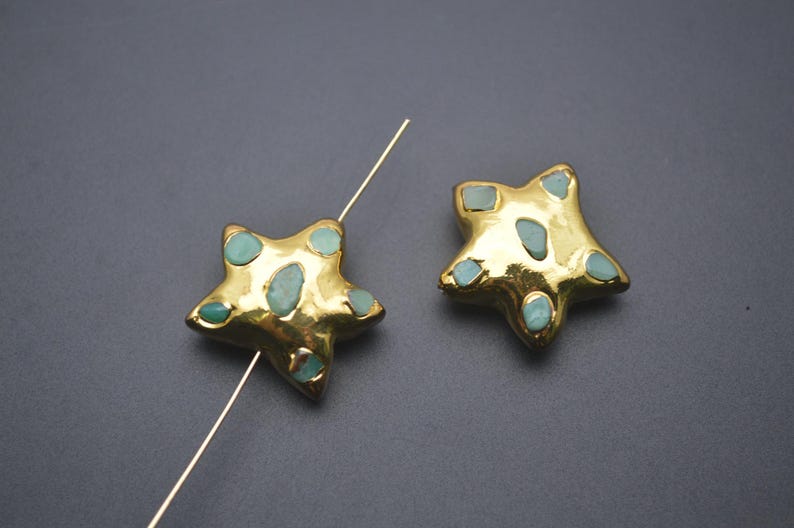 New Design 25mm Big Star Shape Gold Plating Green Australia Jade ...