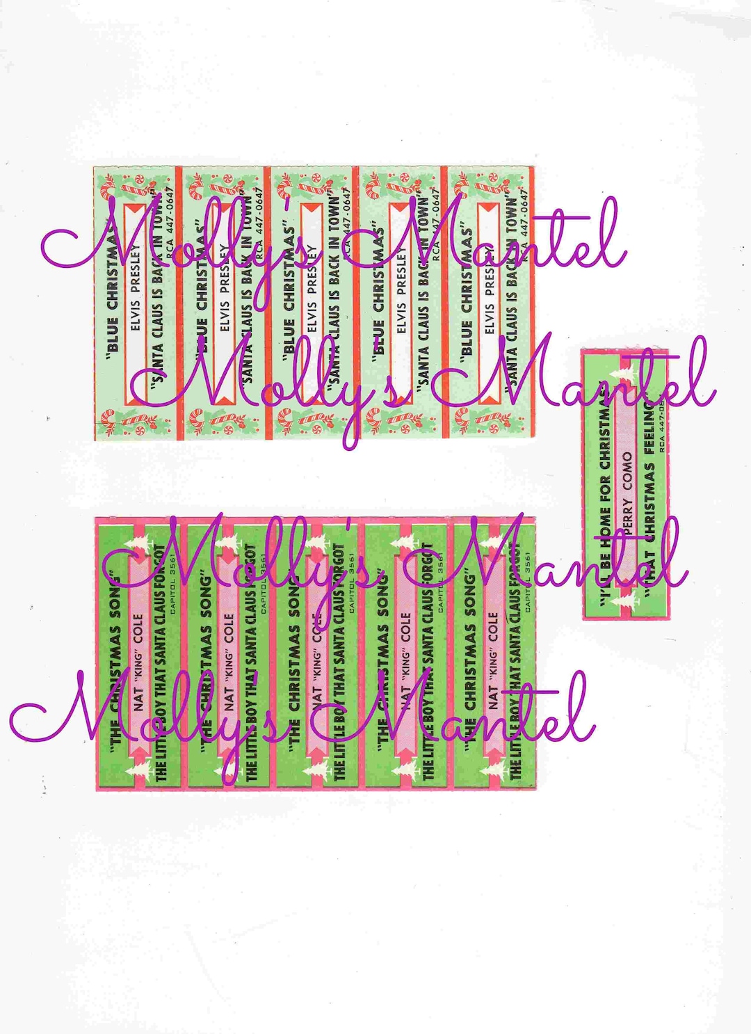 Digital Download Christmas Printable Jukebox Title Strip 2 Paper Retro ...