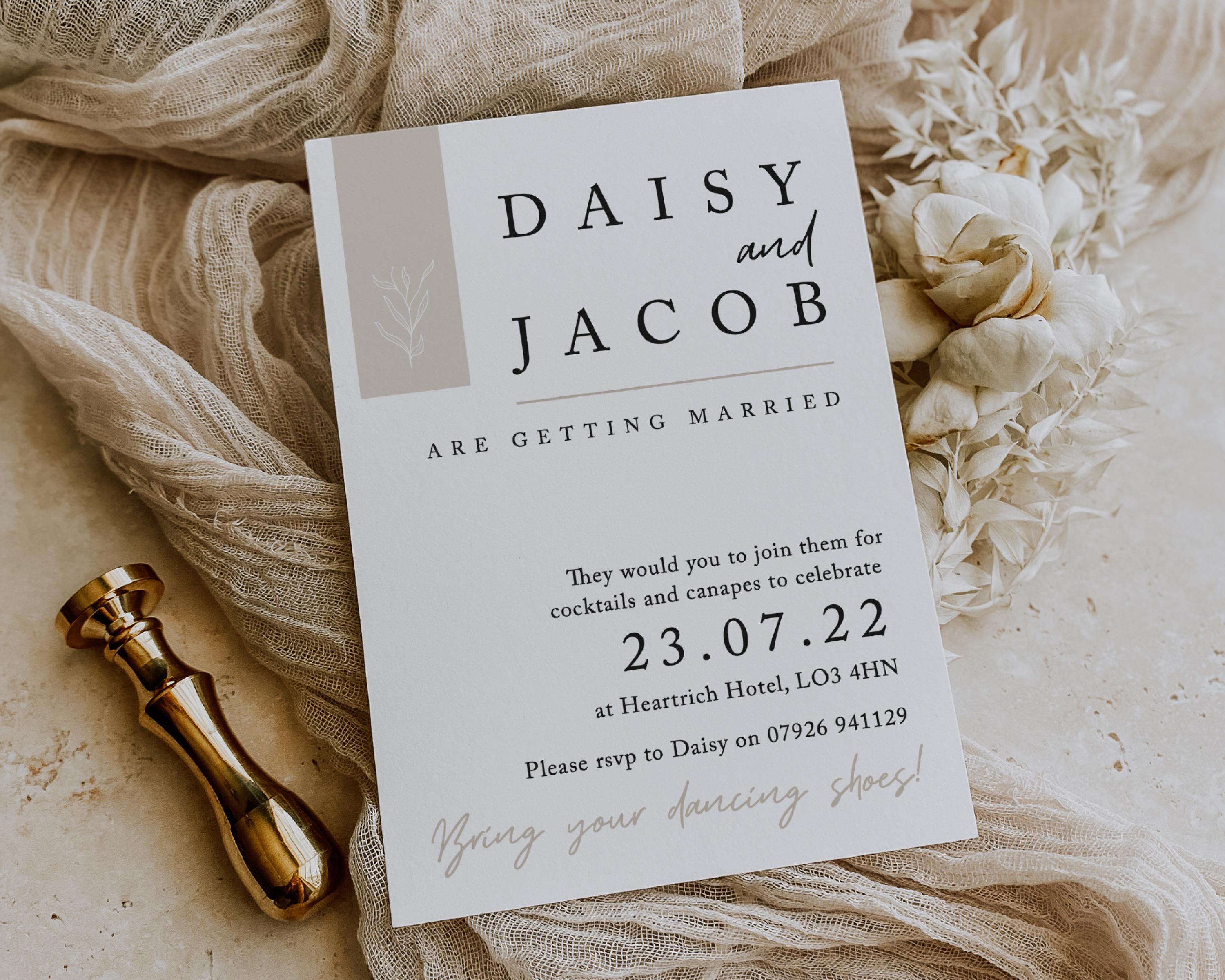 Minimalist Neutral Wedding Invitation | Modern Elegant Wedding Invite ...