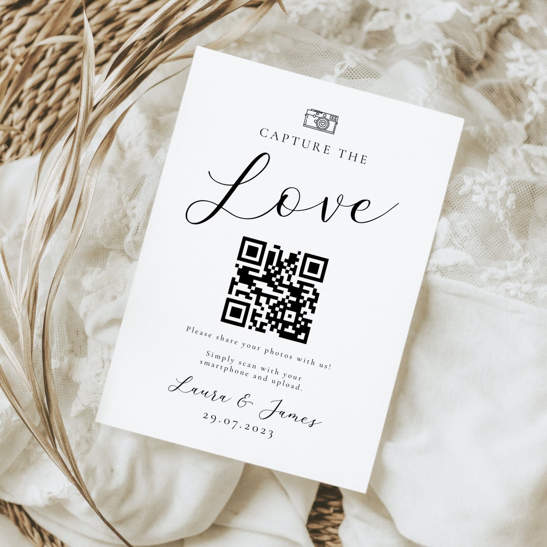 Capture the Love QR Code, Wedding Photo Signs, Share the Love, Wedding ...