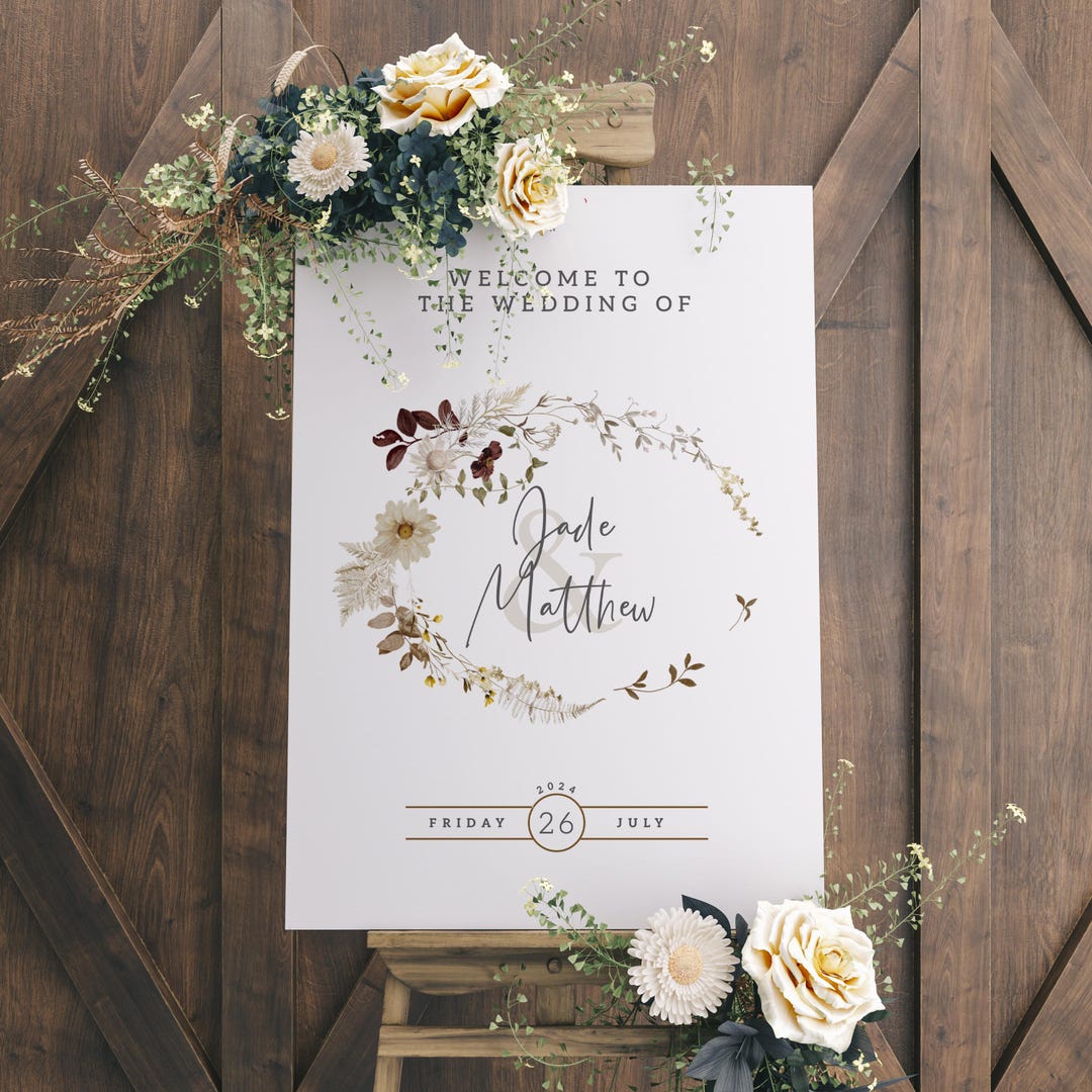 Rustic Welcome Wedding Sign, Welcome Sign Rust Floral, Fall Wedding ...