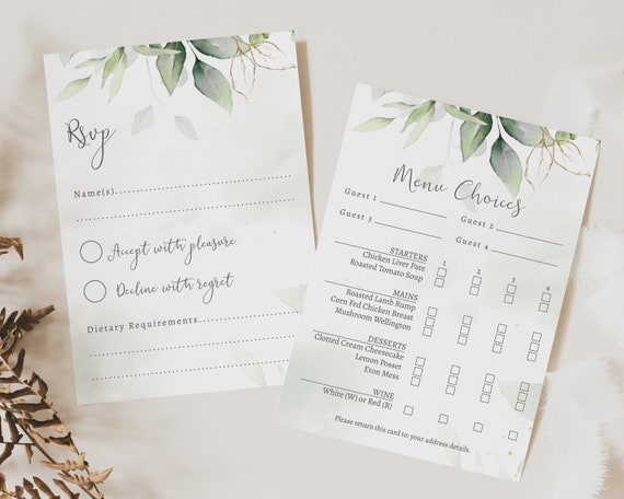 Wedding invitation rsvp with menu choice | Beachweddingtips.com
