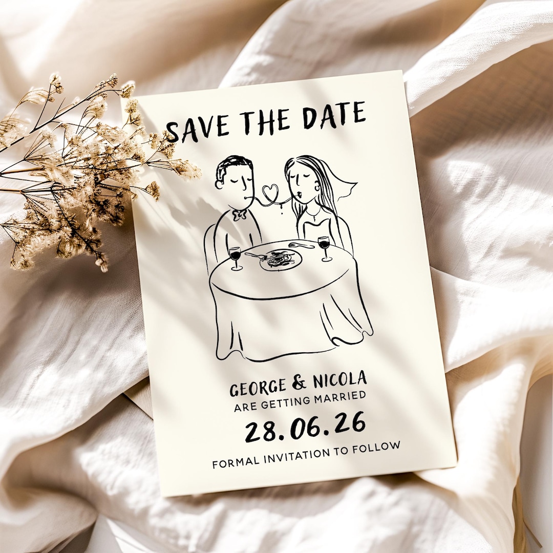 Hand Drawn Save the Date Card: Unique Scribble Wedding Design - Etsy