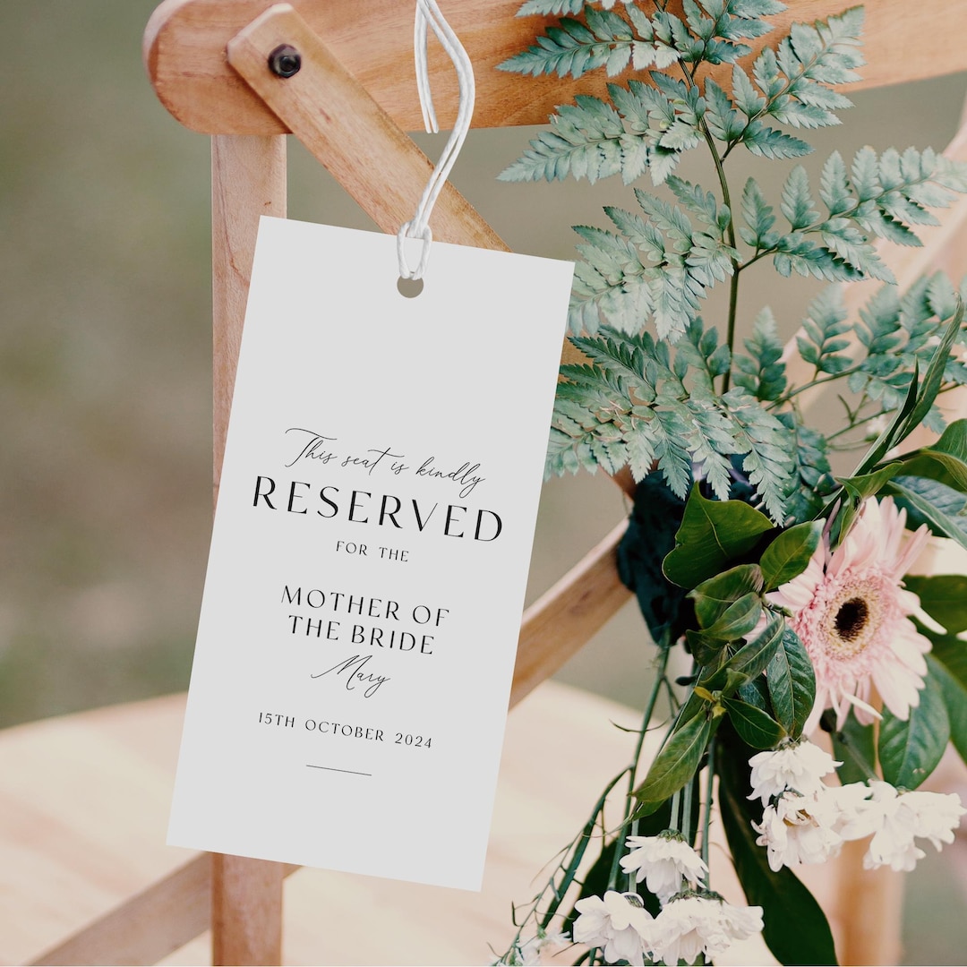 Wedding Reserved Seat Tag, Reserved Chair Sign, Wedding Tags ...