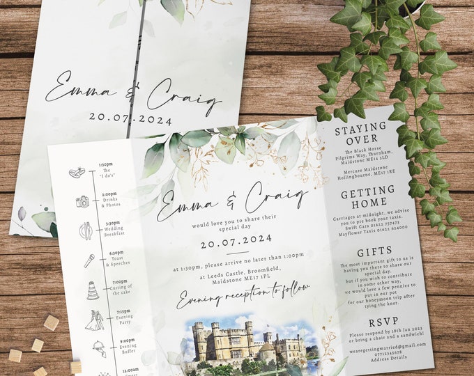 Wedding Venue Gatefold Invitation, Personalised Wedding Invite ...