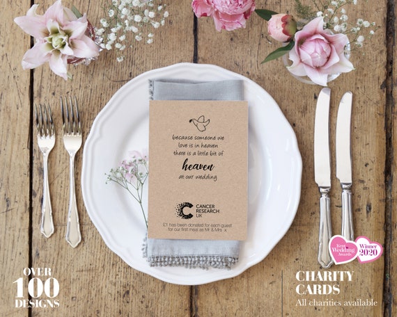 Wedding Favours Charity Favour Cards Charity Favours Table - Etsy