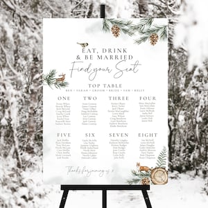 Winter Cone Wedding Sign, Christmas Welcome Sign Wedding, Winter ...