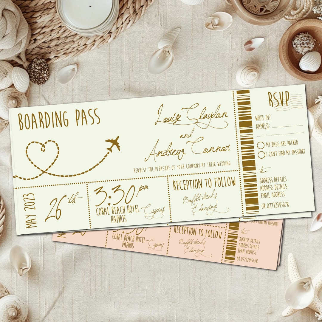Destination Wedding Invitations | Boarding Pass Wedding Invitation ...