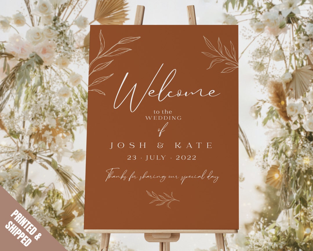 Terracotta Wedding Welcome Sign, Autumn Rust Welcome Wedding Sign, Fall ...