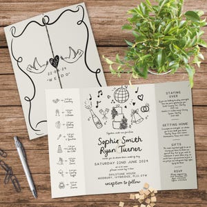 Hand Drawn Wedding Menu, Scribble Wedding Menus, Illustrated Fun ...