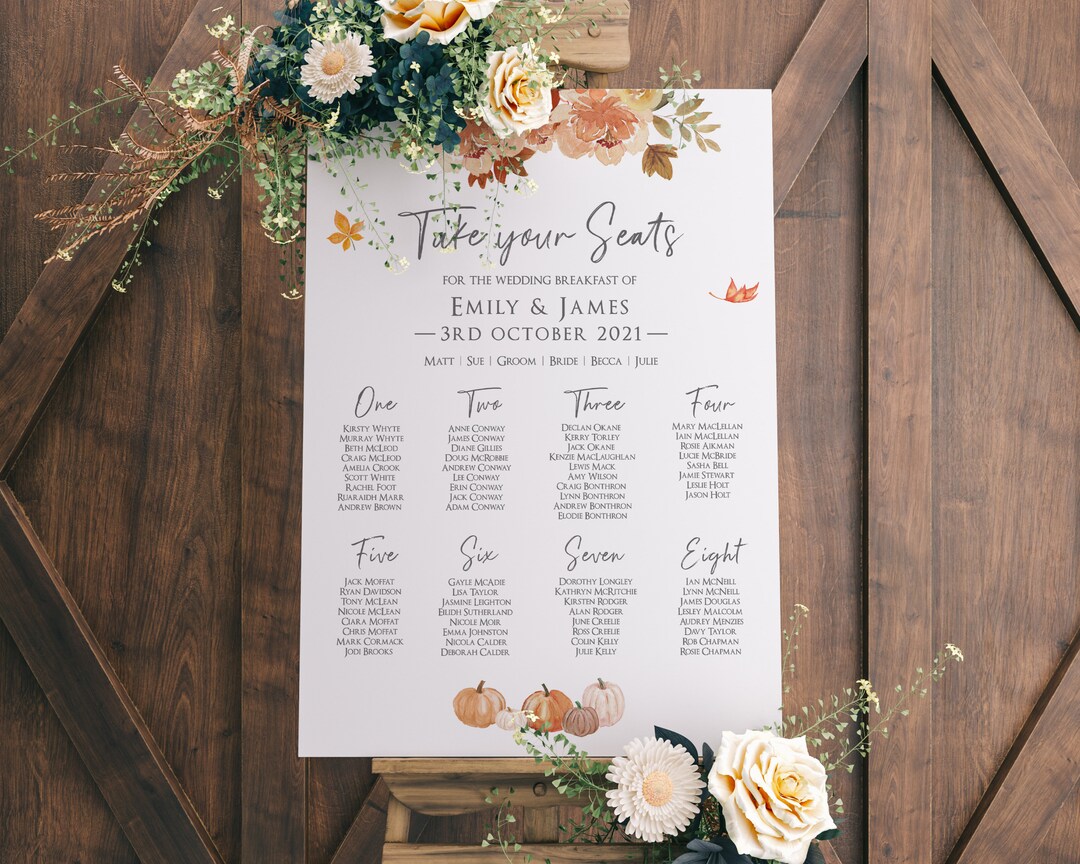 Wedding Table Plan Sign, Wedding Seating Chart, Fall Wedding Sign ...