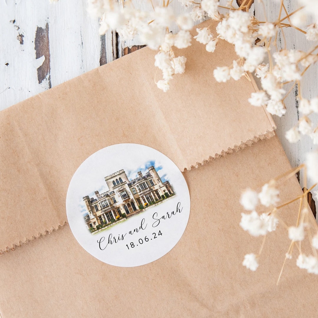 Personalised Wedding Stickers, Wedding Venue Sketch Stickers, Wedding ...