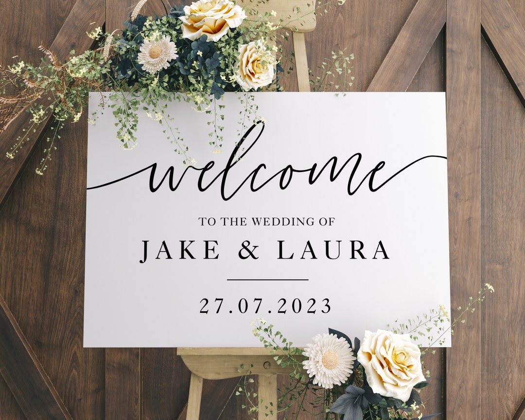 Simple Wedding Sign, Minimalist Welcome Wedding Sign, White Sign ...