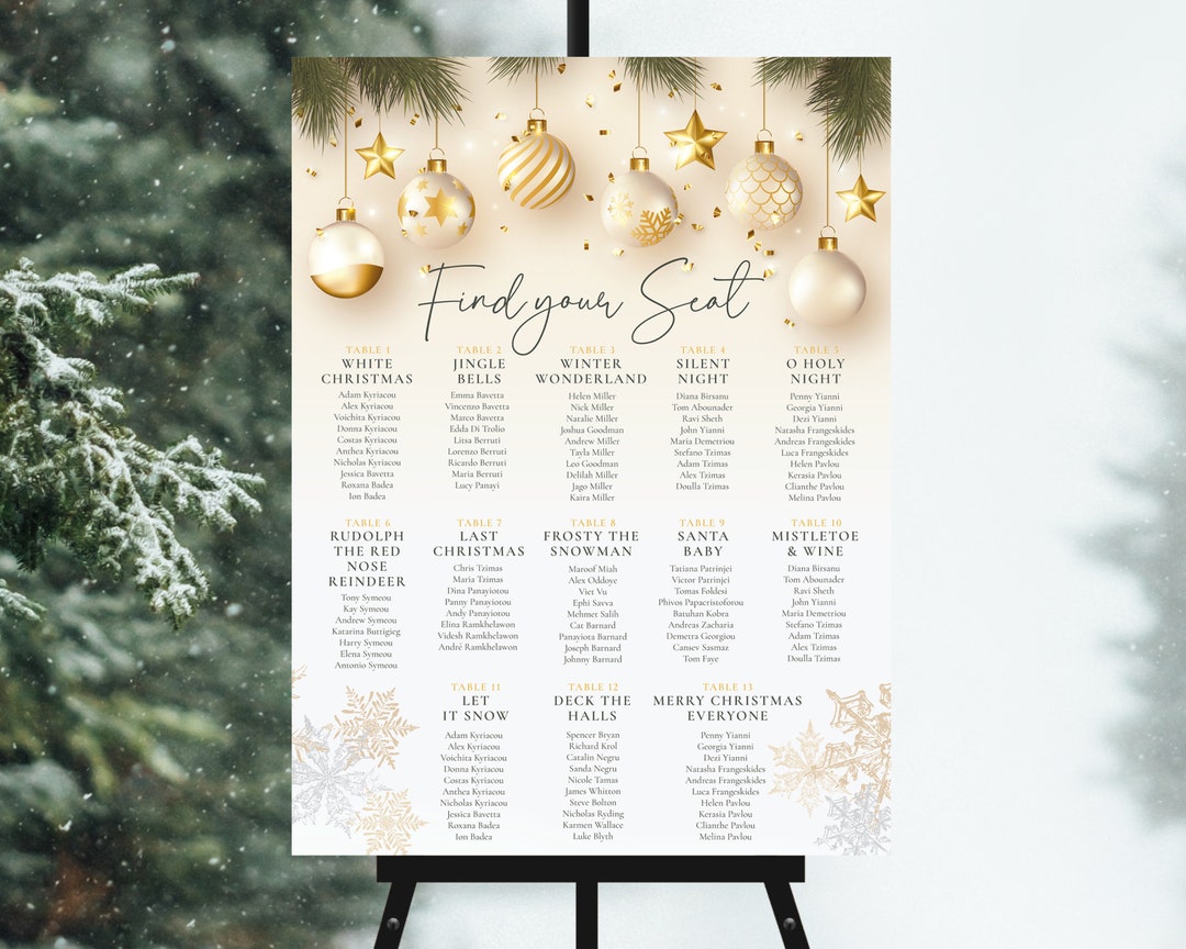Christmas Wedding Table Plan, Christmas Wedding Sign, Winter Wedding ...