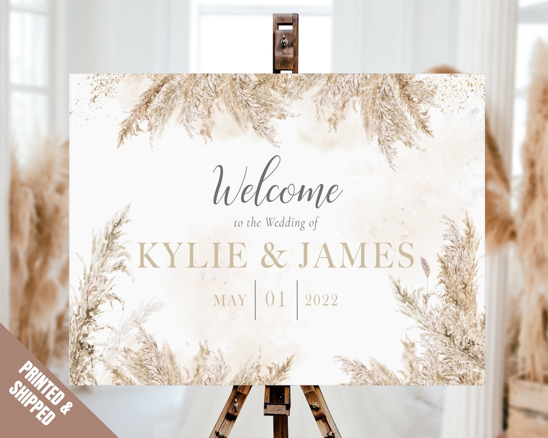 Pampas Wedding Welcome Sign, Boho Wedding Signs, Neutral Wedding ...